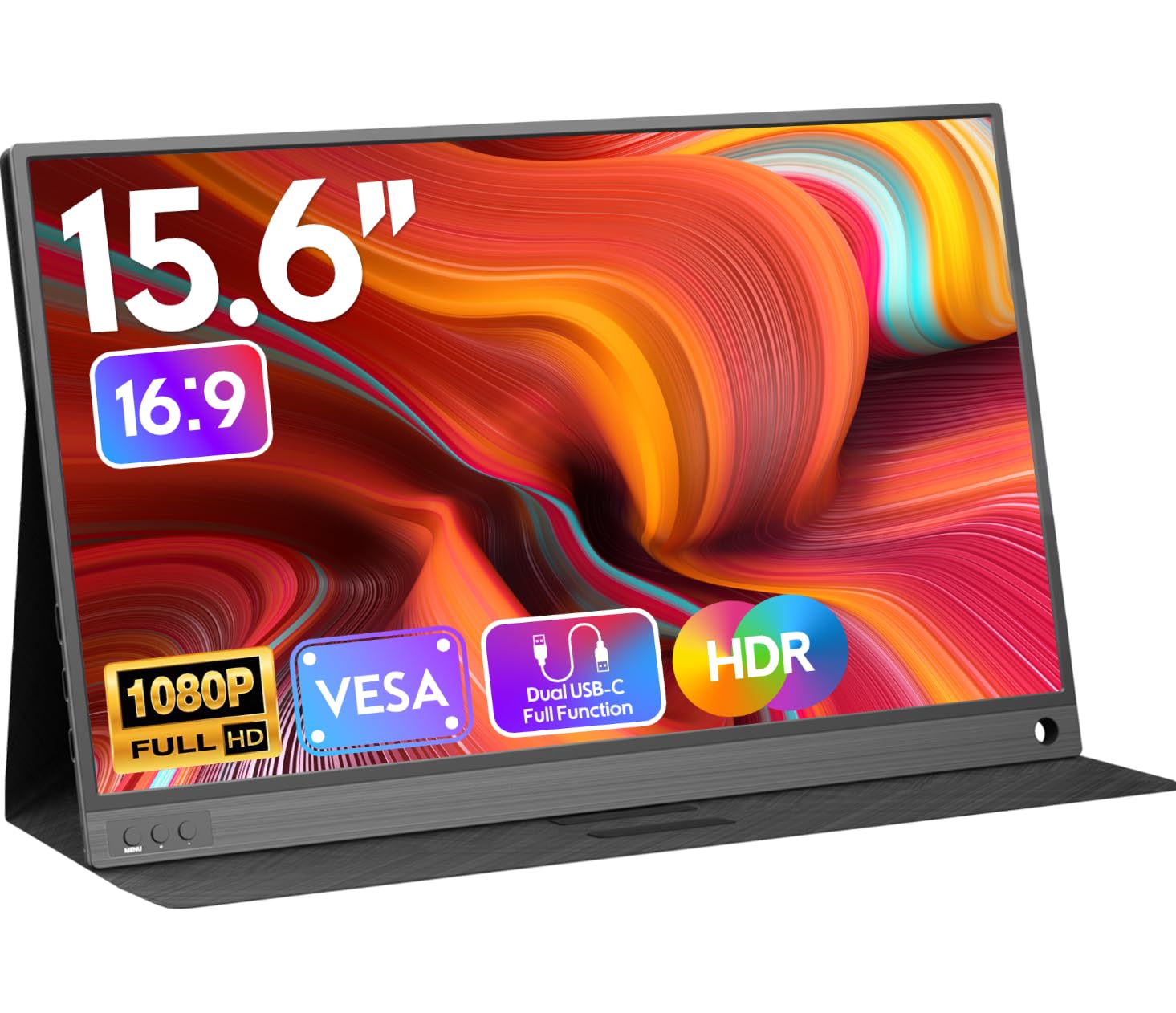 Portable Monitor, 15.6" 1080P Laptop Extended Monitor, 1000:1 100% sRGB ...