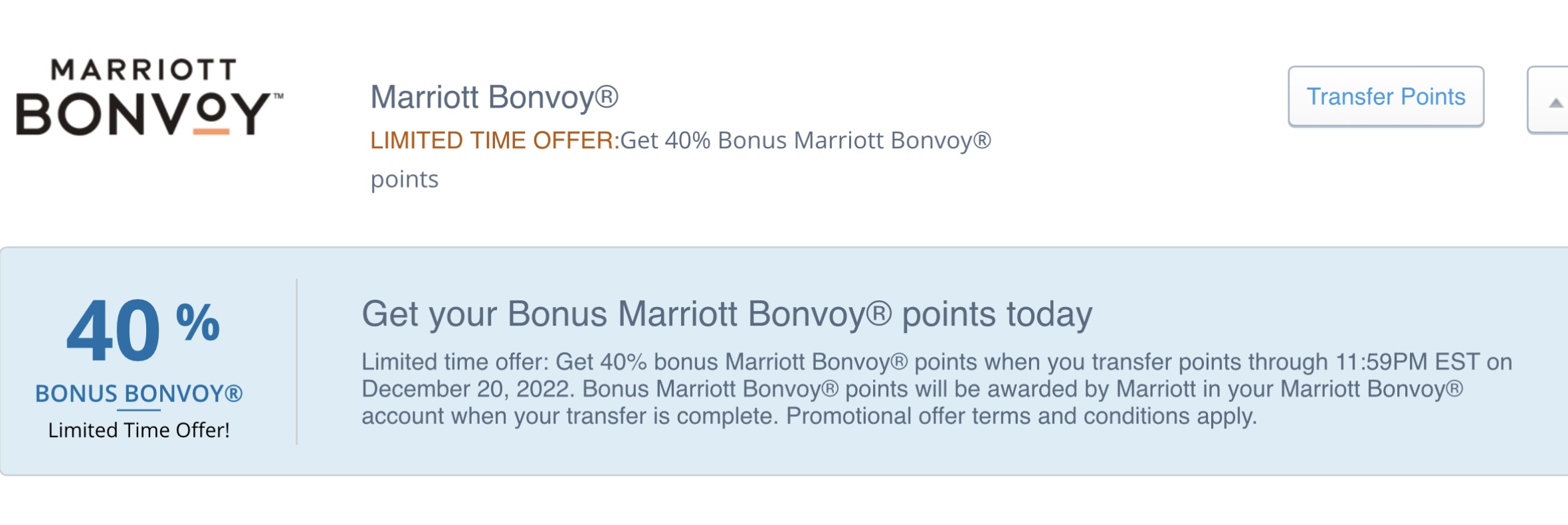 Chase Ultimate Rewards points transfer to Marriott Bonvoy 40% bonus