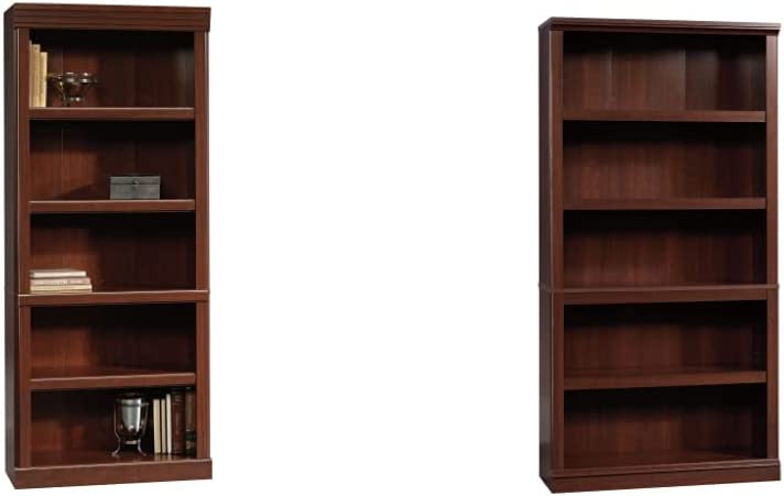 Sauder Bookcases: 5-Shelf Bookcase + Library Bookcase (Cherry Finishes)