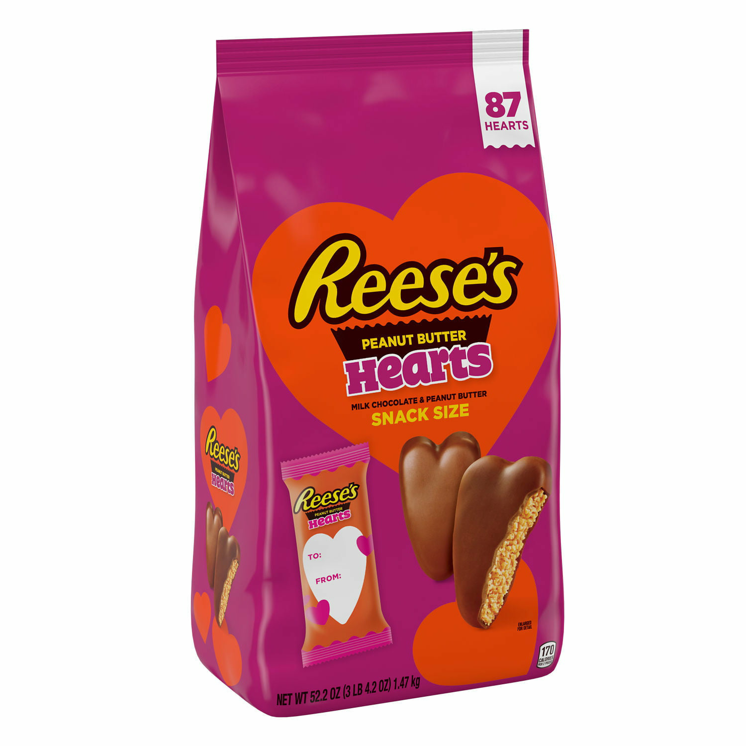 REESE'S, Milk Chocolate Peanut Butter Hearts Snack Size Candy ...