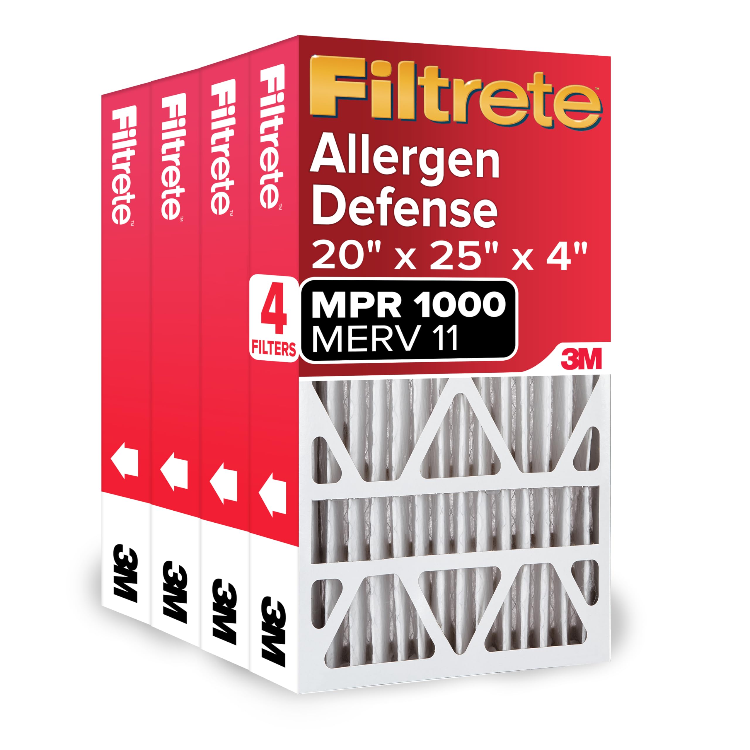 Filtrete 20x25x4 Air Filter, MPR 1000, MERV 11, Allergen Defense 12 ...