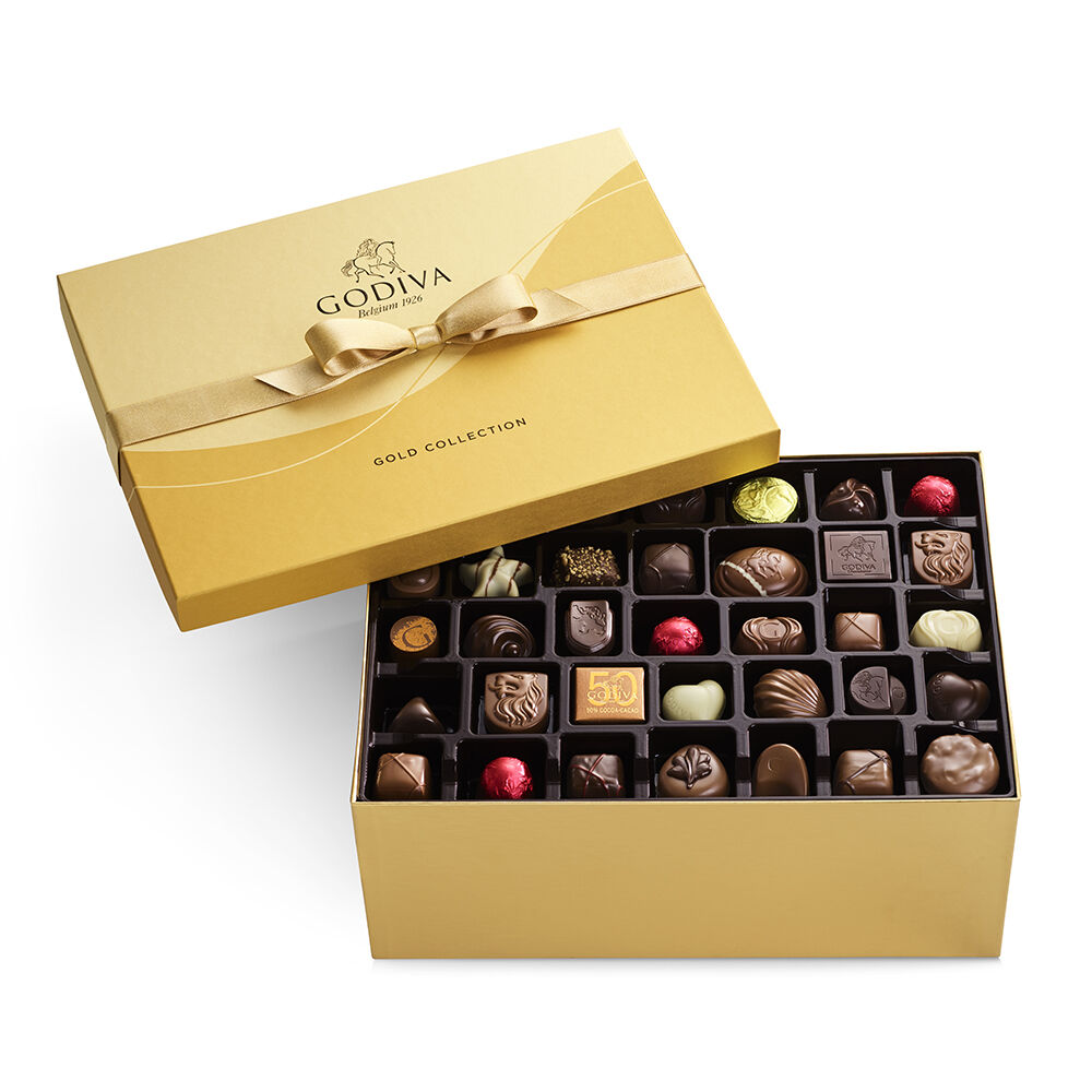 Assorted Chocolate Gold Gift Box, Gold Ribbon, 140 pc. - $135
