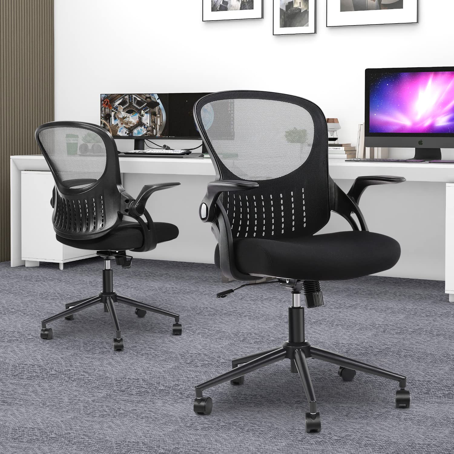 SMUG Office Computer Gaming Desk Chair, Ergonomic Mid-Back Mesh Rolling ...