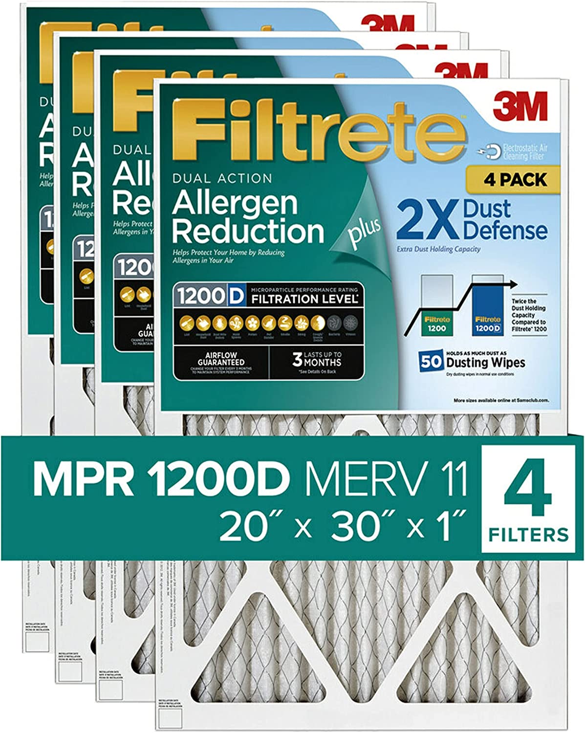 4-Pack 3M Filtrete Micro Allergen Plus MERV 11 Filter (Various Sizes)