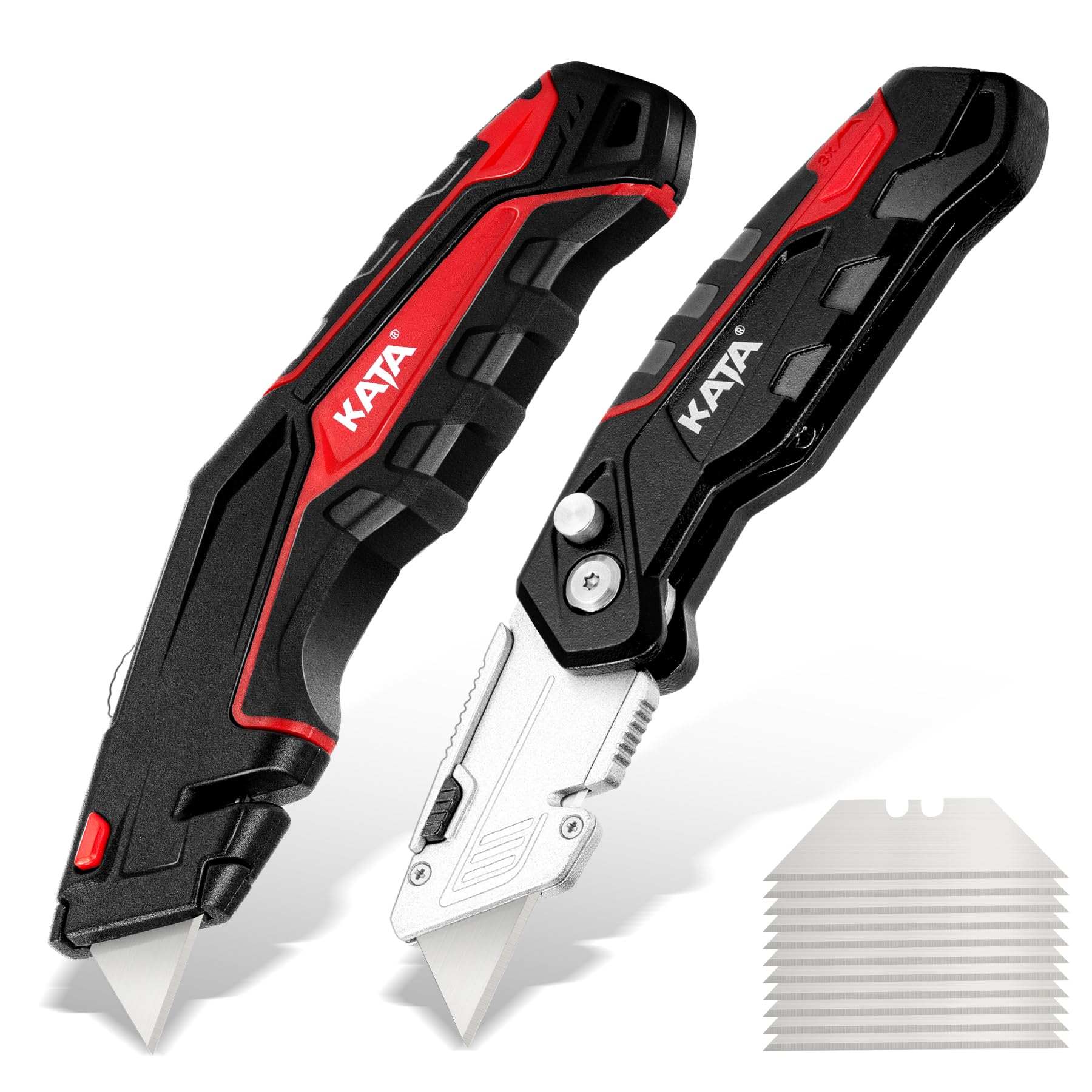 2-Pack KATA Heavy Duty Retractable & Folding Utility Knife Set w/ 10 ...