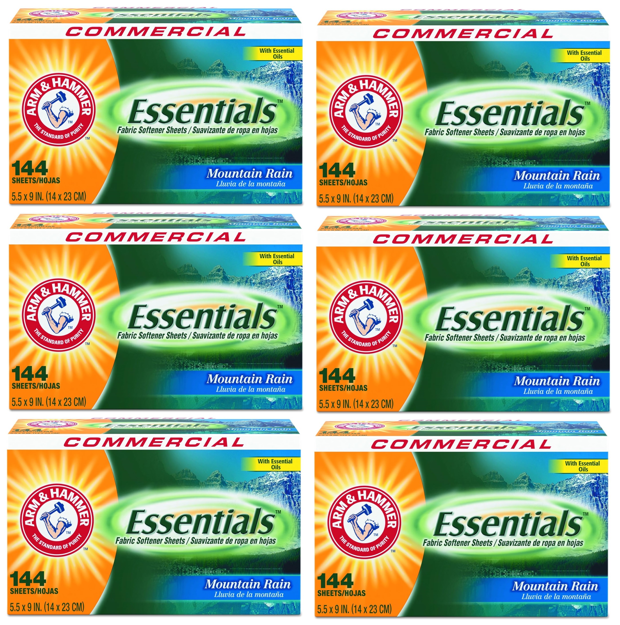 6-Pack 144-Count Arm & Hammer Essentials Dryer Sheets (Mountain Rain ...