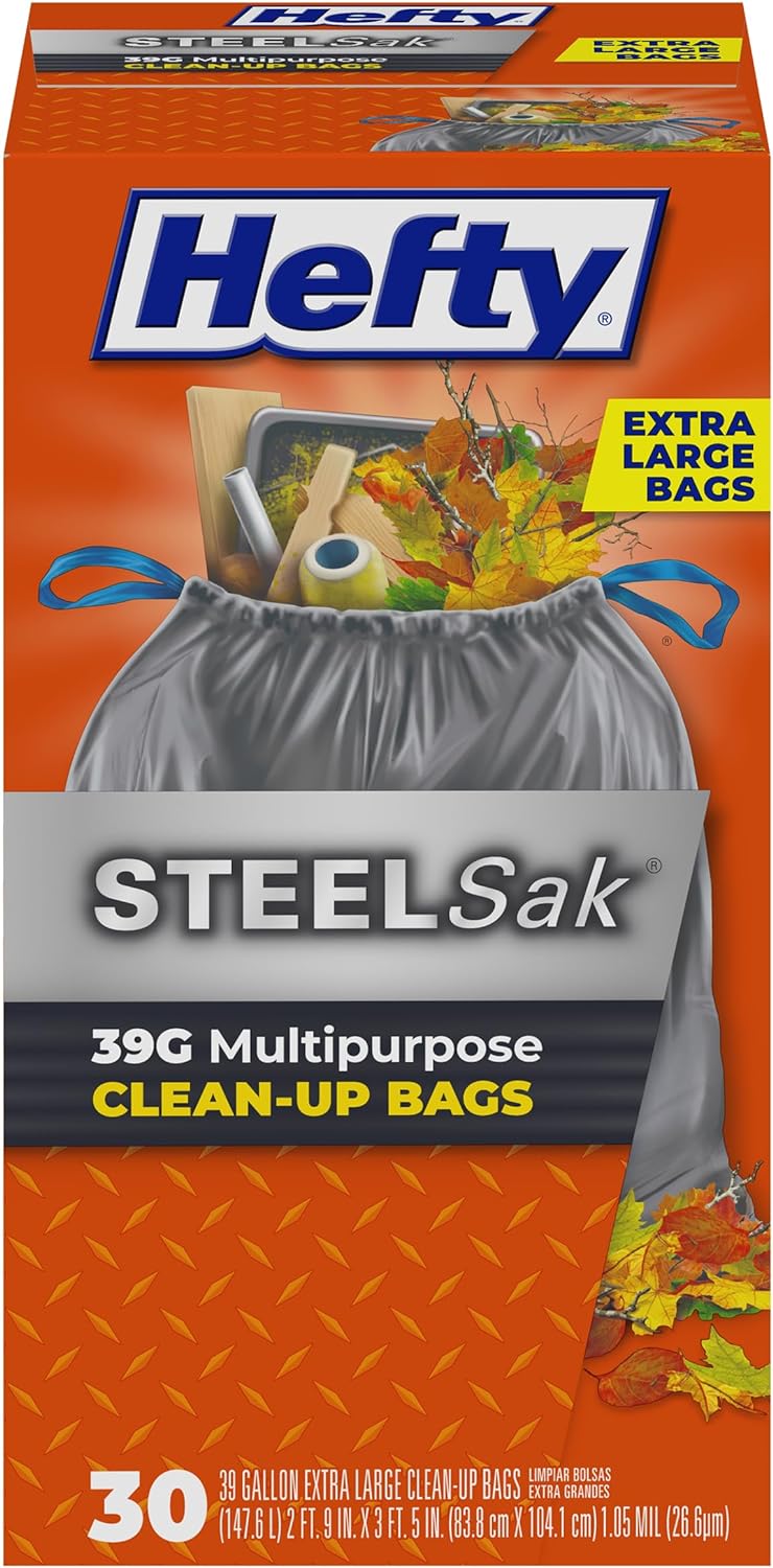 Prime Members: 30-Count 39-Gallon Hefty SteelSak Heavy Duty Trash Bags
