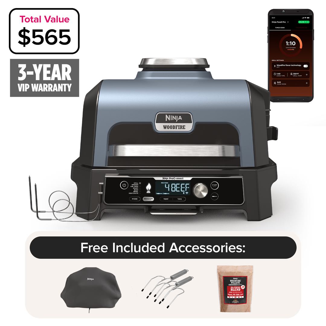 Ninja Woodfire Pro Connect XL Outdoor Grill & Smoker + 2-lb Ninja ...
