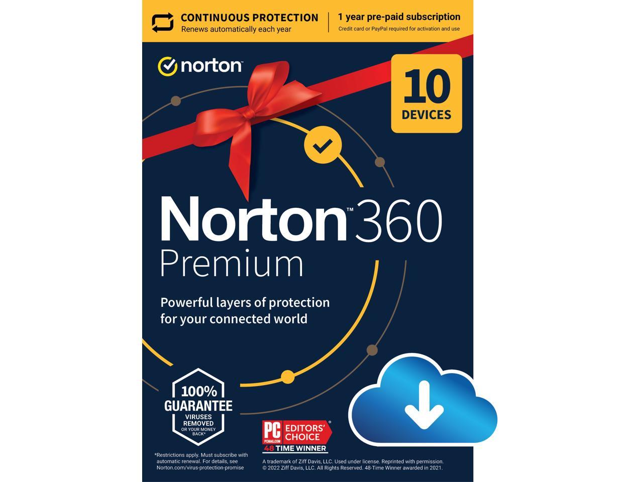 Norton 360 Premium 2023 Antivirus Digital Software (1-Year, 10 Devices)