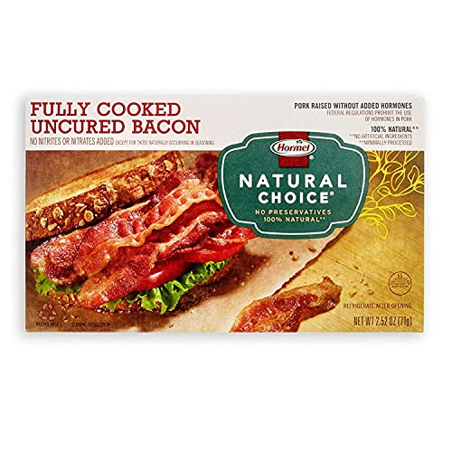 Amazon: Hormel Natural Choice Fully Cooked Uncured Bacon, Original 2.52 ...