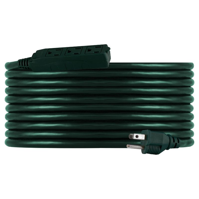 25' Philips 3-Outlet Grounded Outdoor Extension Cord (Green)
