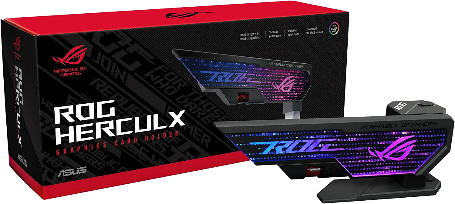 ASUS ROG Herculx Graphics Card Anti-Sag Bracket w/ Free ROG Strix Riser ...