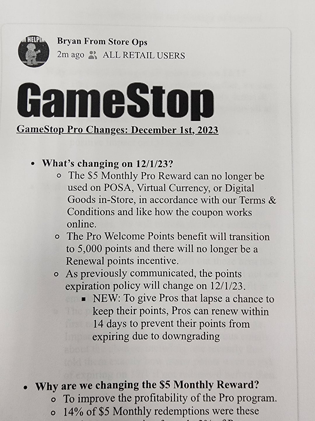 No more using the monthly $5 coupon for Power Up Reward Pro members at ...