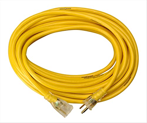 25' Yellow Jacket 12/3 Heavy-Duty 15-Amp SJTW Extension Cord w/ Lighted ...