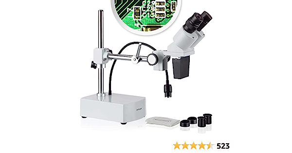 AmScope SE400-Z Professional Binocular Stereo Microscope, WF10x and WF20x Eyepieces, 10X and 20X ...