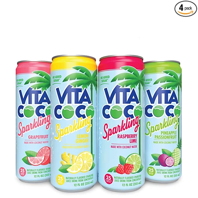 Vita Coco Sparkling Water, Sampler Pack | Boosted with Coconut Water 12 ...