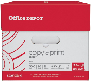 OFFICE DEPOT Brand Copy Paper Full Case of TEN Reams (500 sheets x 10 ...