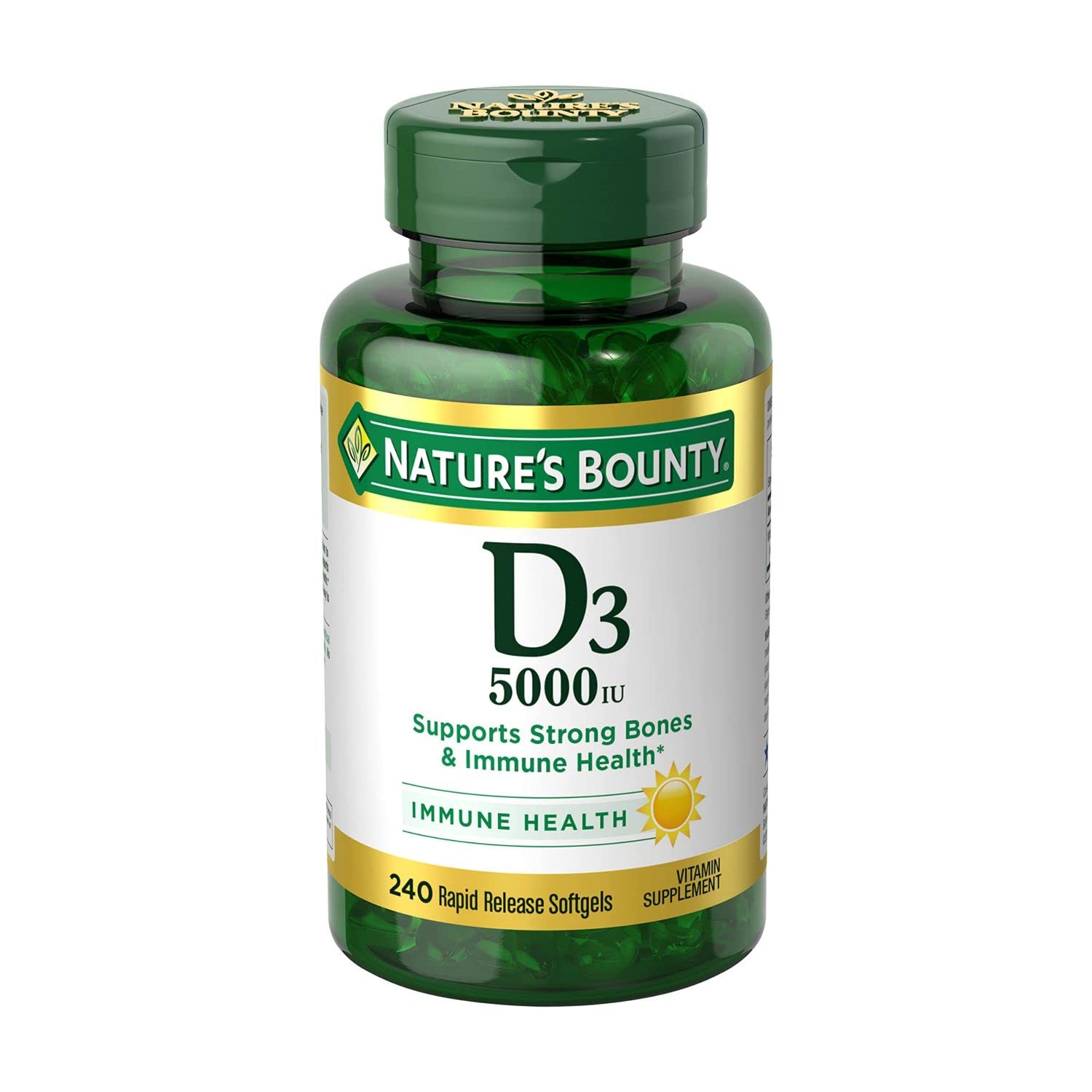 240-Count Nature’s Bounty Vitamin D3 Immune Support Rapid Release ...