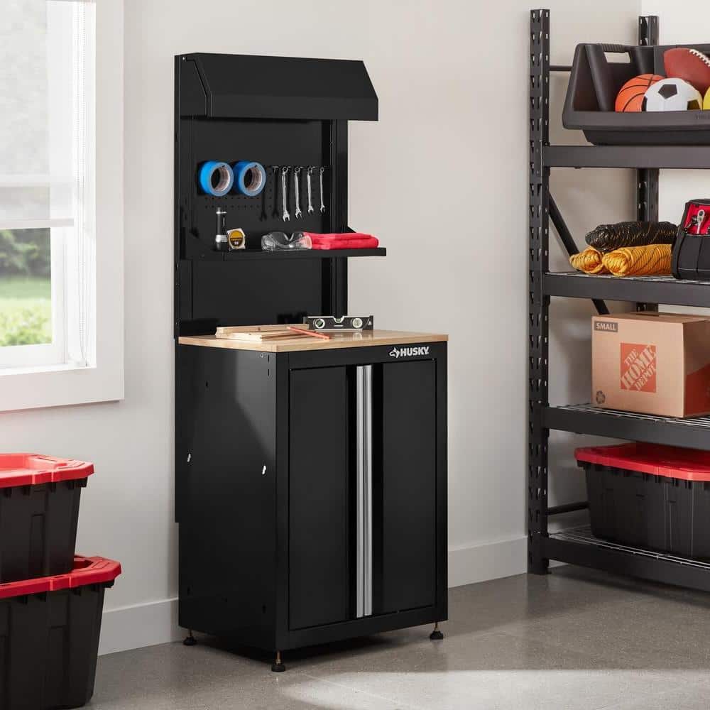 3-Piece Husky Ready-to-Assemble Steel Garage Workstation in Black (26.6 ... 3-Piece Husky Ready-to-Assemble Steel Garage Workstation in Black (26.6 ...