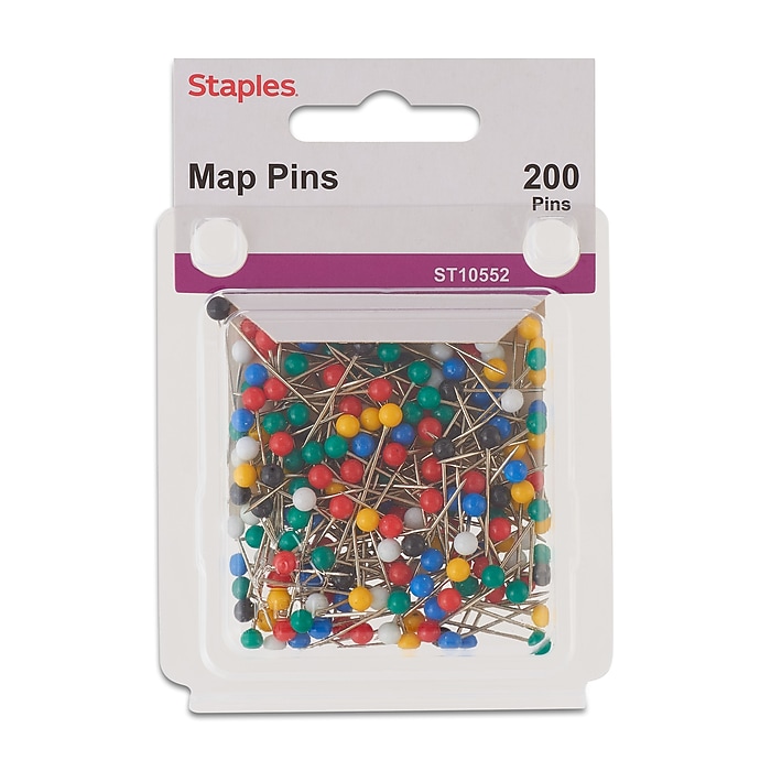 200-Count Staples Map Push Pins $0.60 + Free Shipping