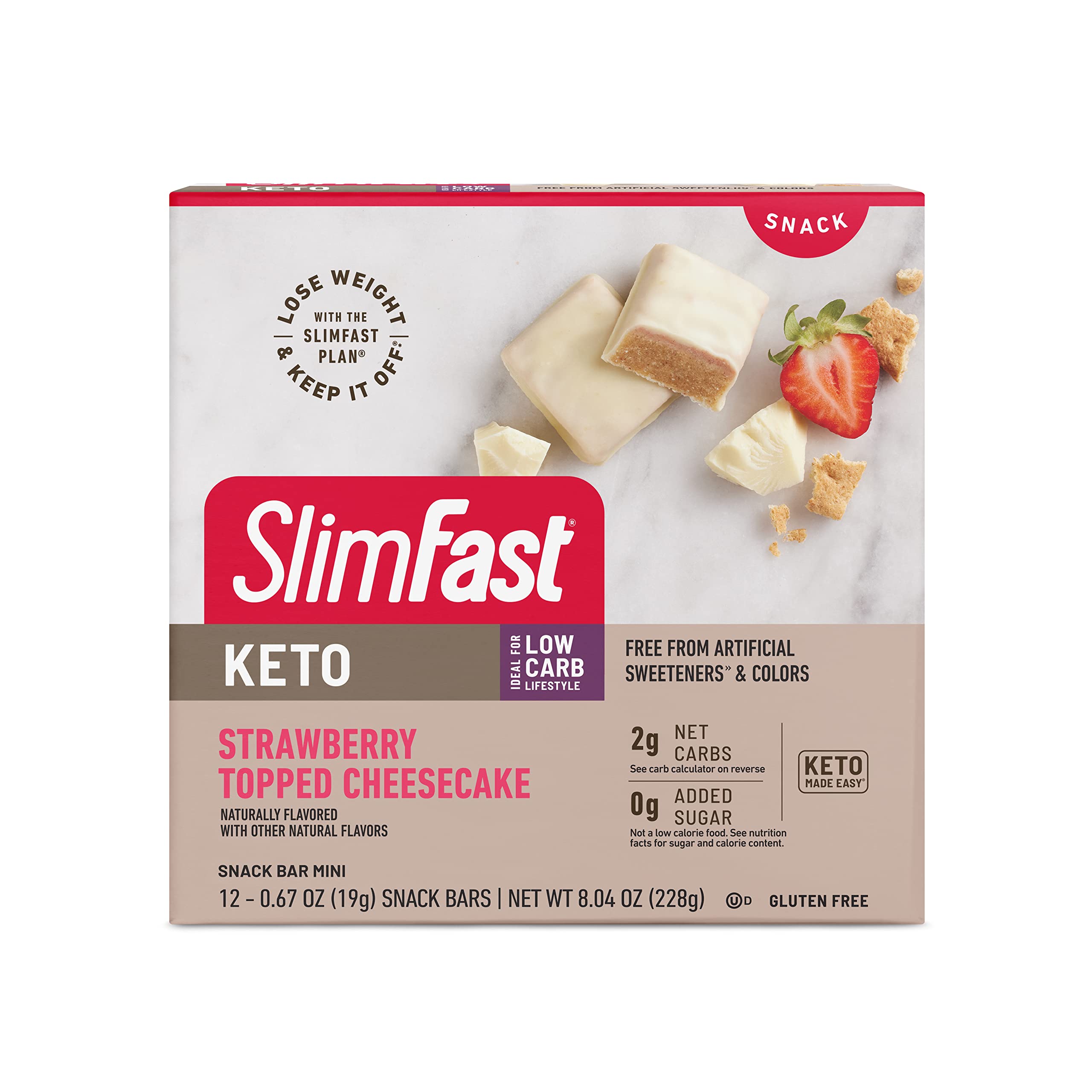 12-Count SlimFast Keto Fat Bomb Snack Bar Minis (Strawberry Topped ...