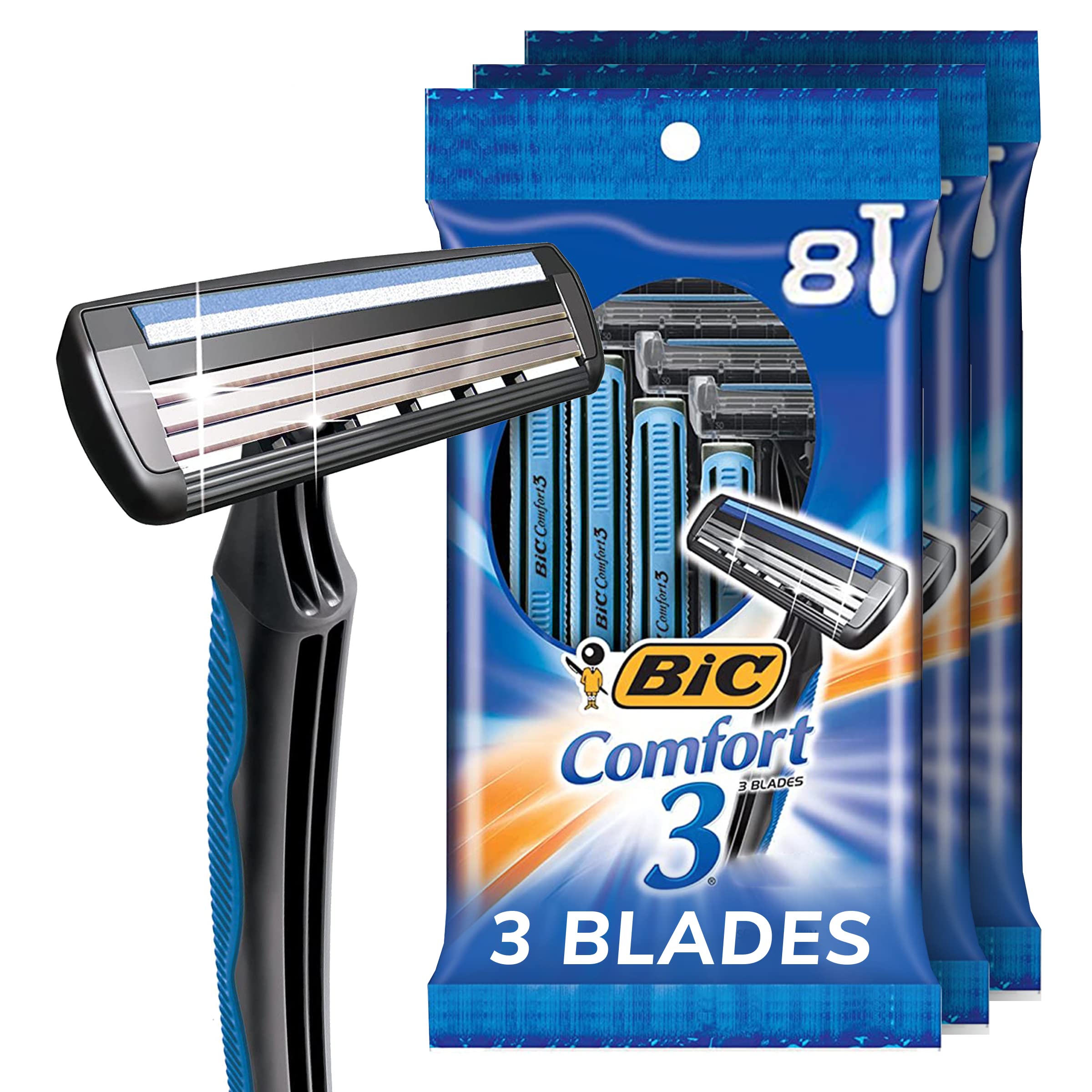 3-Pack 8-Count BIC Comfort 3 Disposable Razors for Men $9.30 w/ S&S ($0 ...