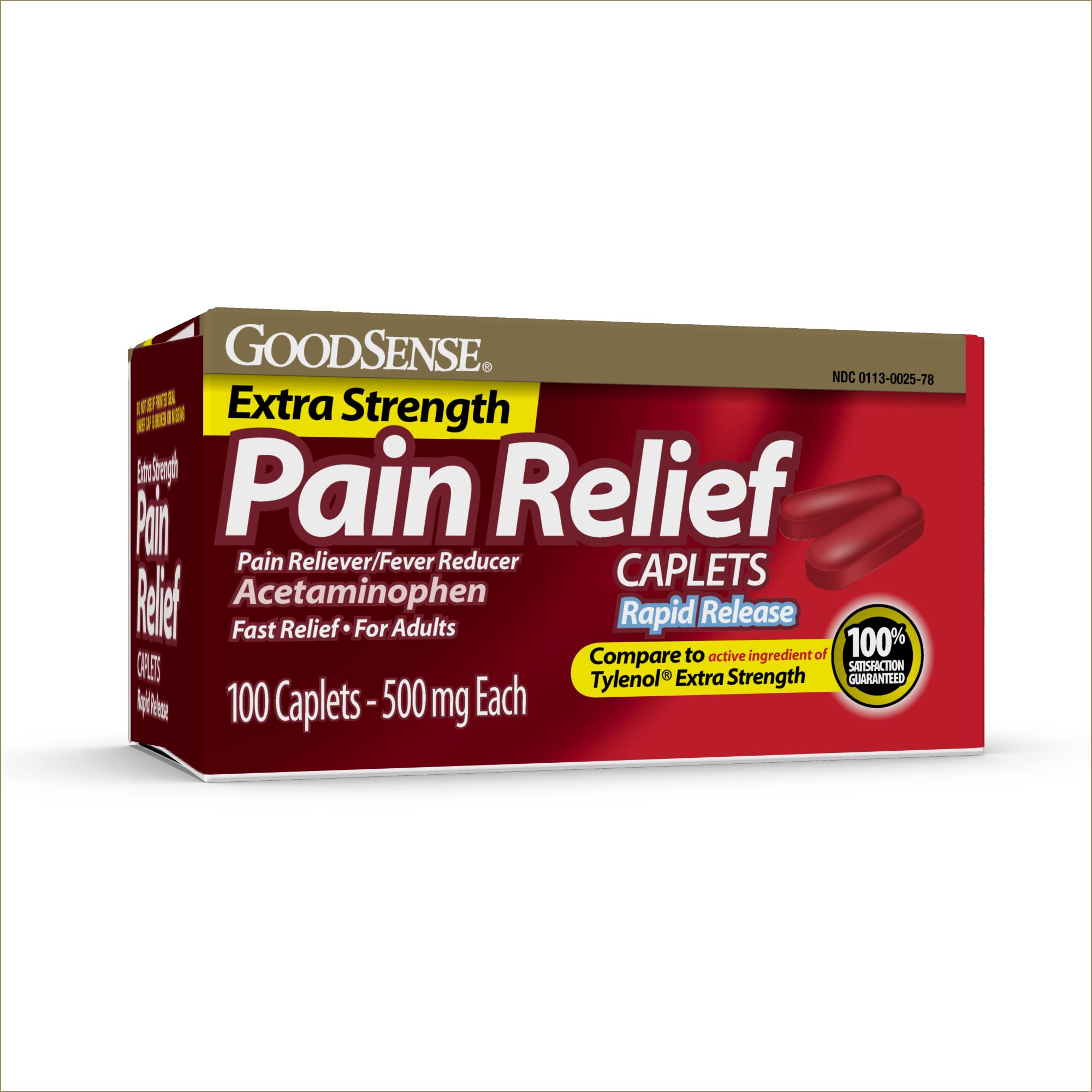 100-Count GoodSense Rapid Release Pain Relief Acetaminophen Caplets ...