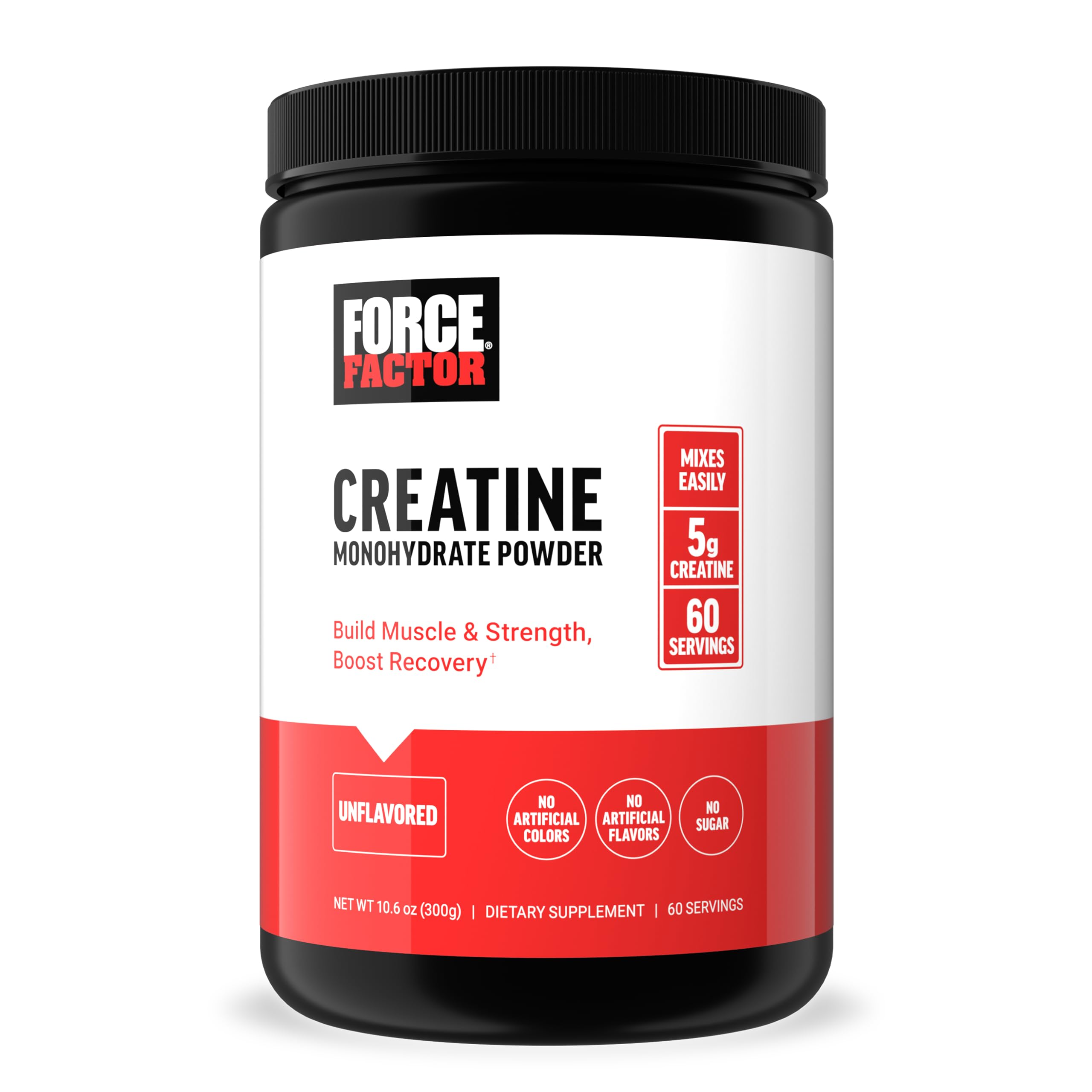 10.6-Oz Force Factor 5g Creatine Monohydrate Powder (Unflavored, 60 ...