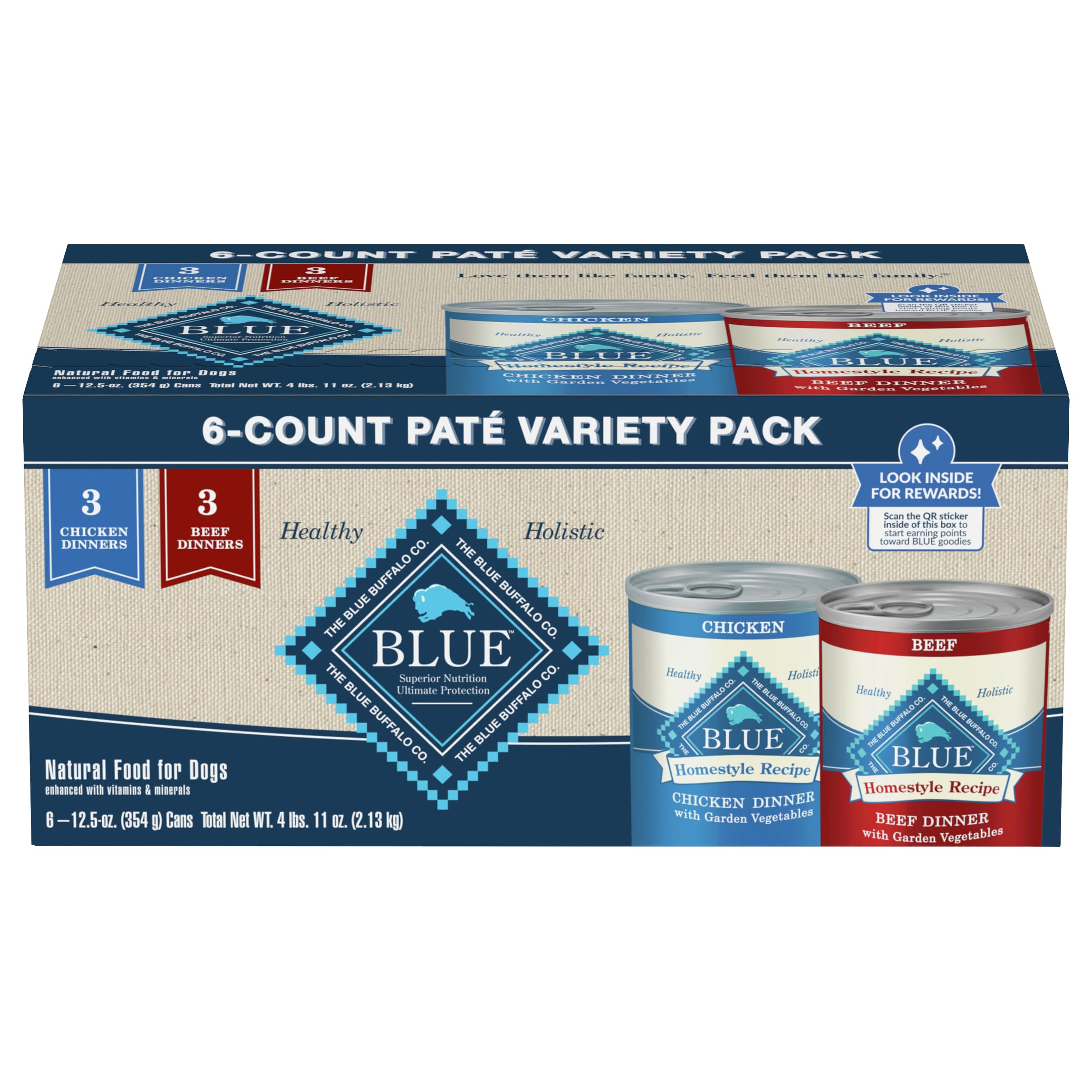 12-Count 12.5-Oz Blue Buffalo Homestyle Recipe Natural Adult Wet Dog Food Variety Pack (Chicken ...