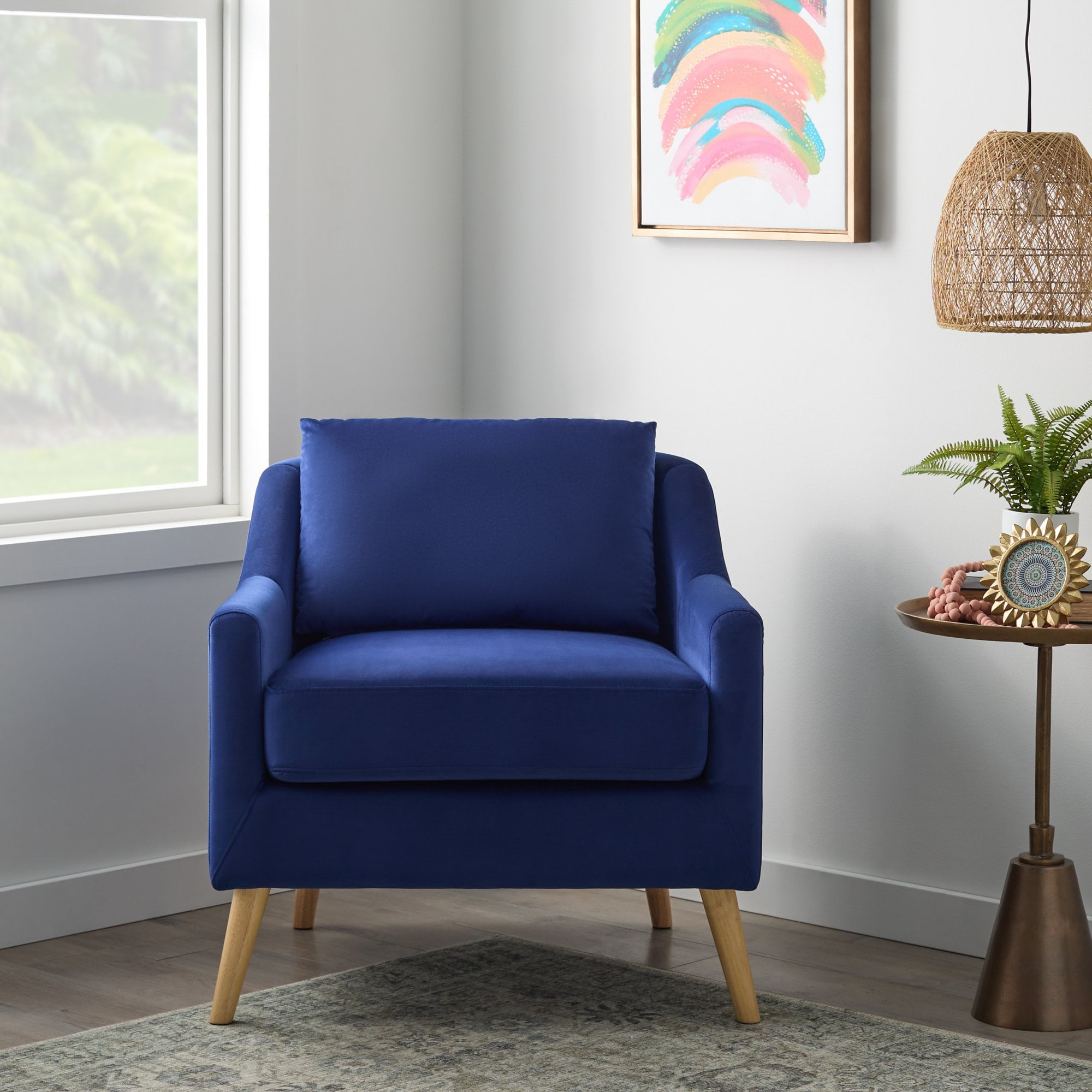 Mayview Himmel Upholstered Low Back Accent Chair (Navy Velvet) $86 ...