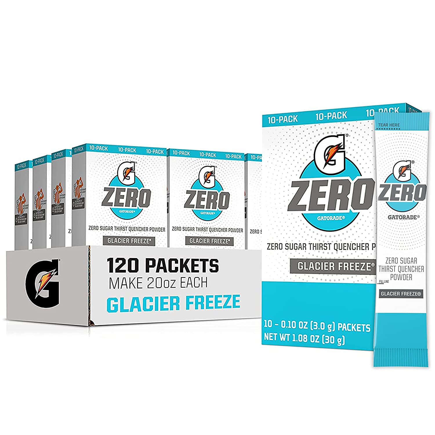 Gatorade G Zero Powder, Glacier Freeze, 0.10 oz Packets (120 Pack) - $35.76