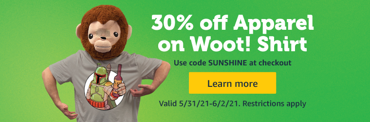 Woot!, 30% Off Woot! Shirt orders: May 31 - June 2, 2021 with code SUNSHINE