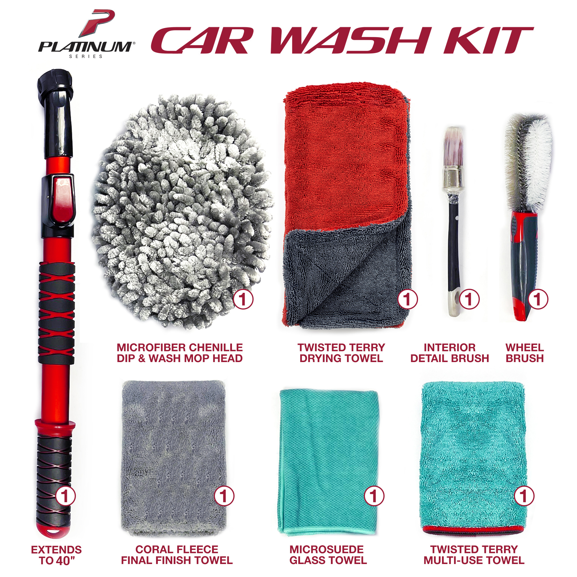 7 piece Platinum Series Complete Car Wash Tool Kit, $13, FS for Walmart ...