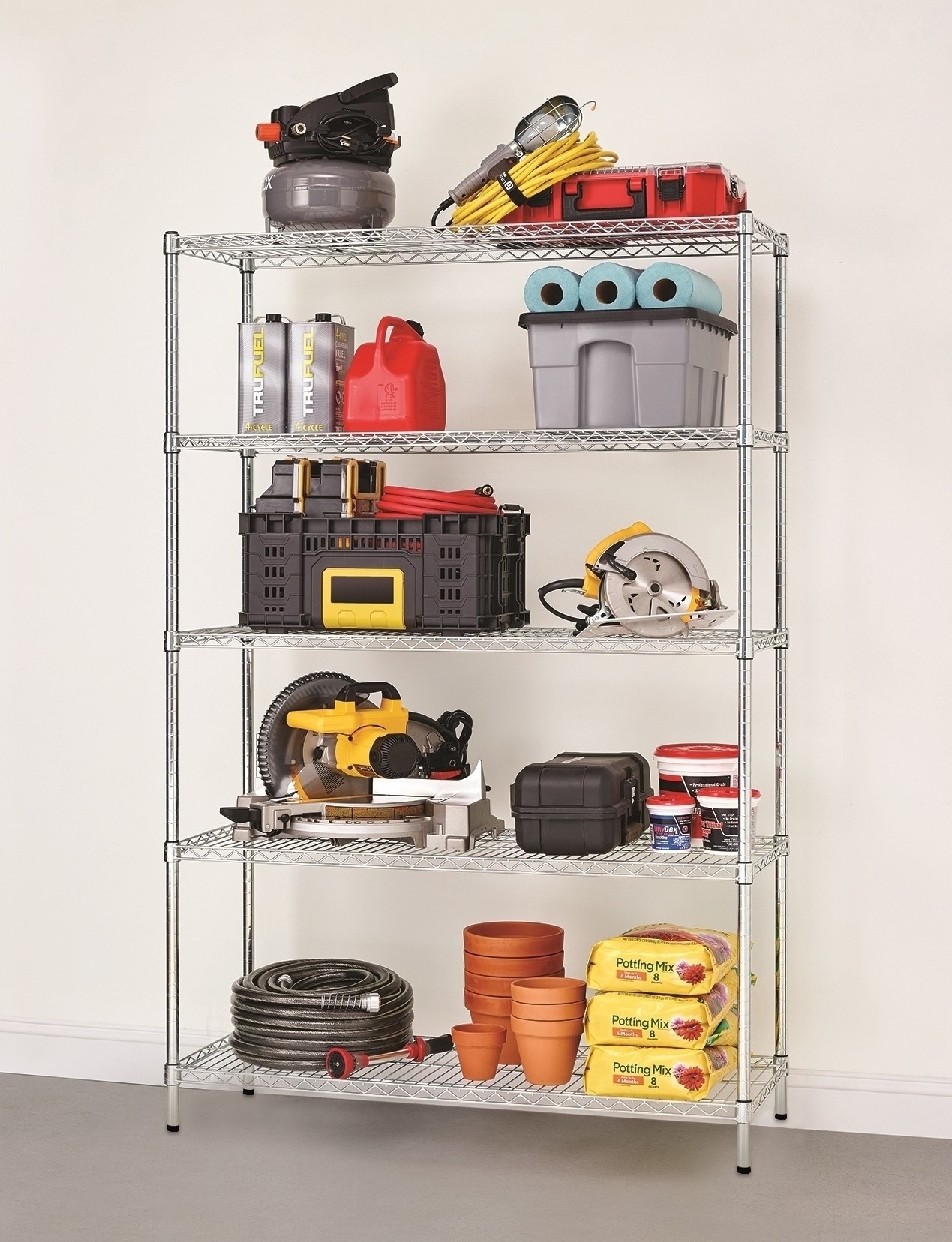 Hyper Tough Heavy Duty 5 Tier Wire Shelf, Zinc, 3000 lb Capacity $74.99