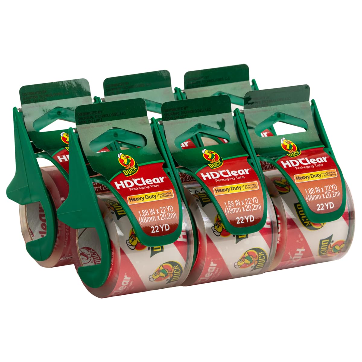 6-Pack Duck Brand Heavy Duty Packing Tape w/ Dispenser (Clear, 1.88" x ...