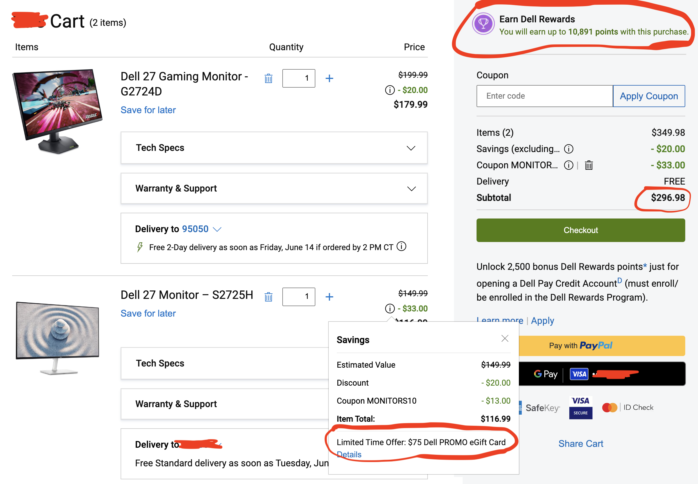 Dell 27 Gaming Monitor (G2724D) + Dell 27 Monitor (S2725H) +$75 PROMO ...