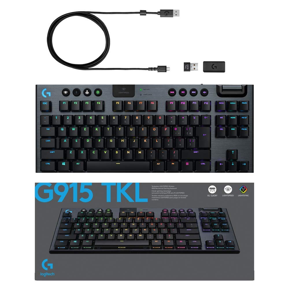 Logitech G915 LIGHTSPEED RGB Mechanical Gaming Keyboard, Low Profile GL ...