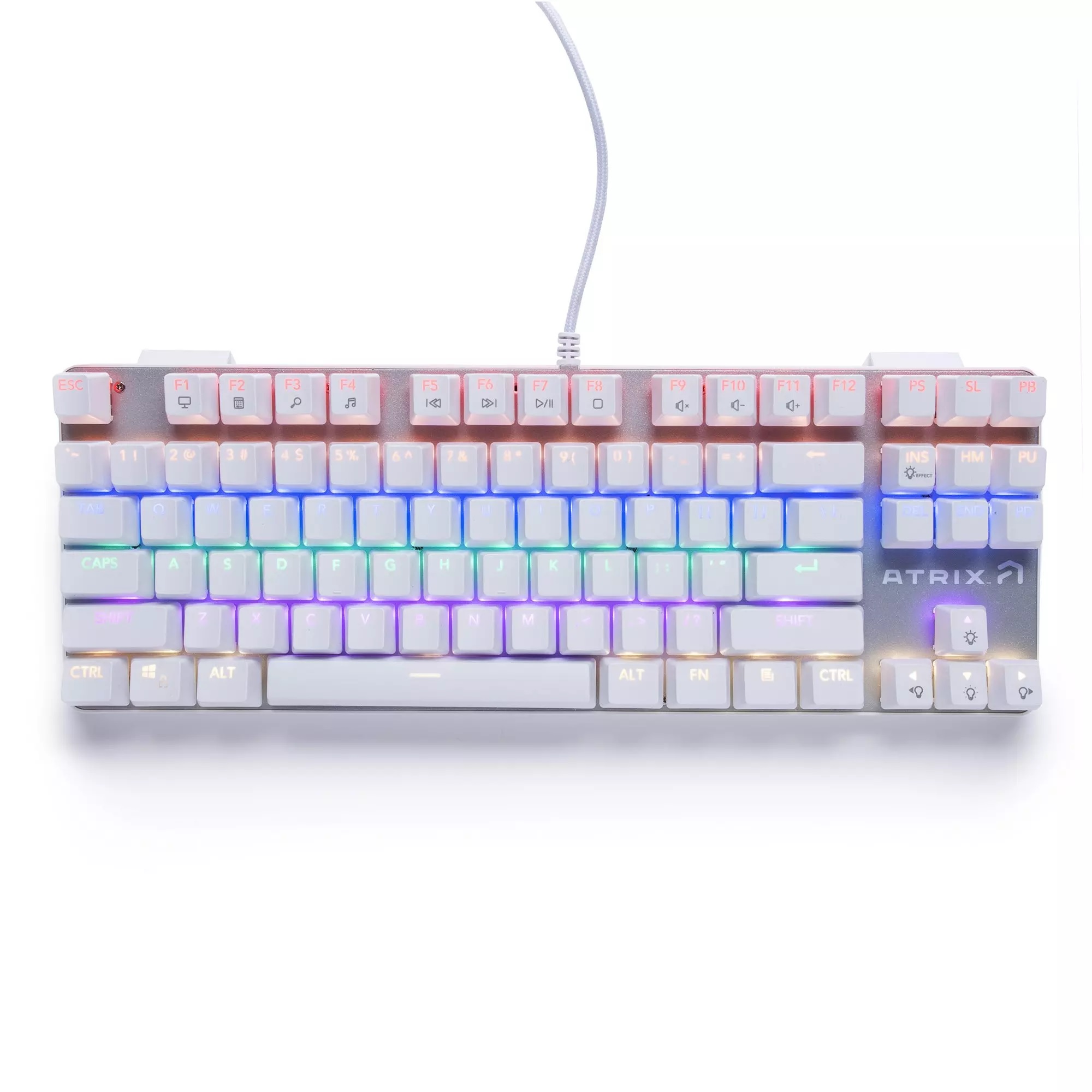 Atrix Blue Switch Wired White Mechanical Keyboard with RGB $18