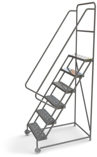 6-Step 60" Tri-Arc Tilt and Roll Industrial Ladder w/ 24" Wide Steps ...