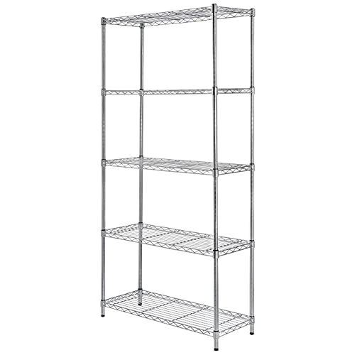 Amazon Basics 5-Shelf Adjustable Heavy Duty Storage Shelving Unit (Chrome)