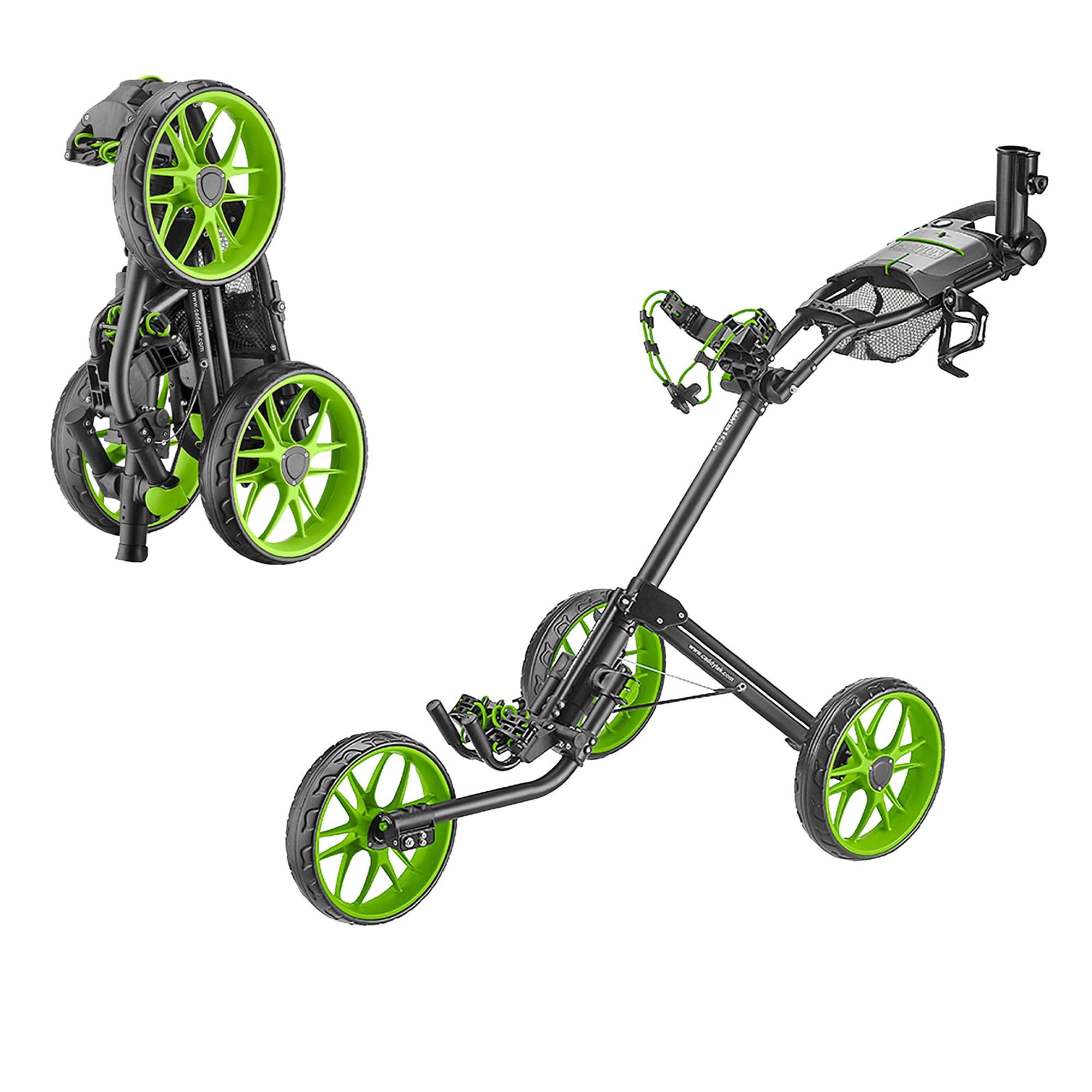 CaddyTek Caddylite V2 Deluxe Quad Fold Golf Pushcart Green 84 Free