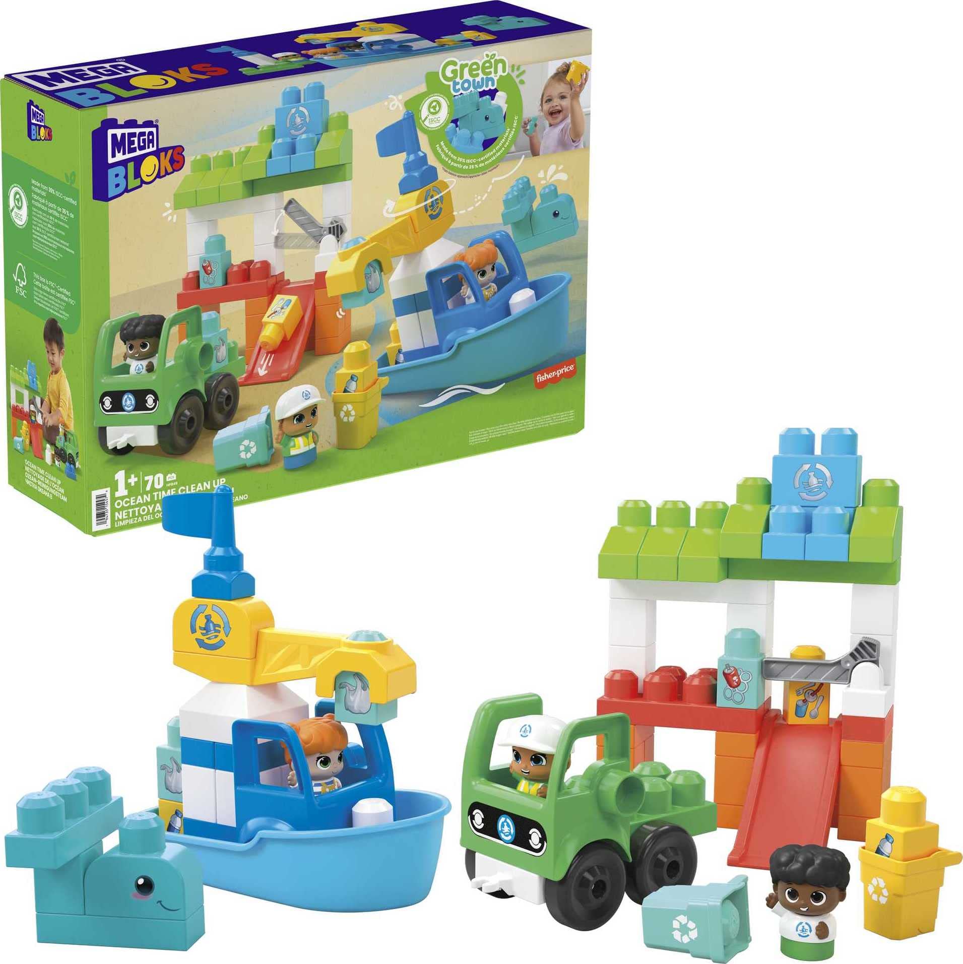 70-Piece Mega Bloks Green Town Ocean Time Clean Up Building Toy Blocks ...