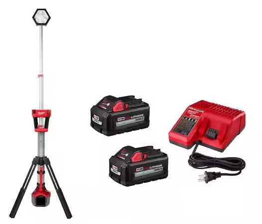 Milwaukee M18 Rocket Dual Power Tower Light w/Two 6.0 Ah Batteries and ...