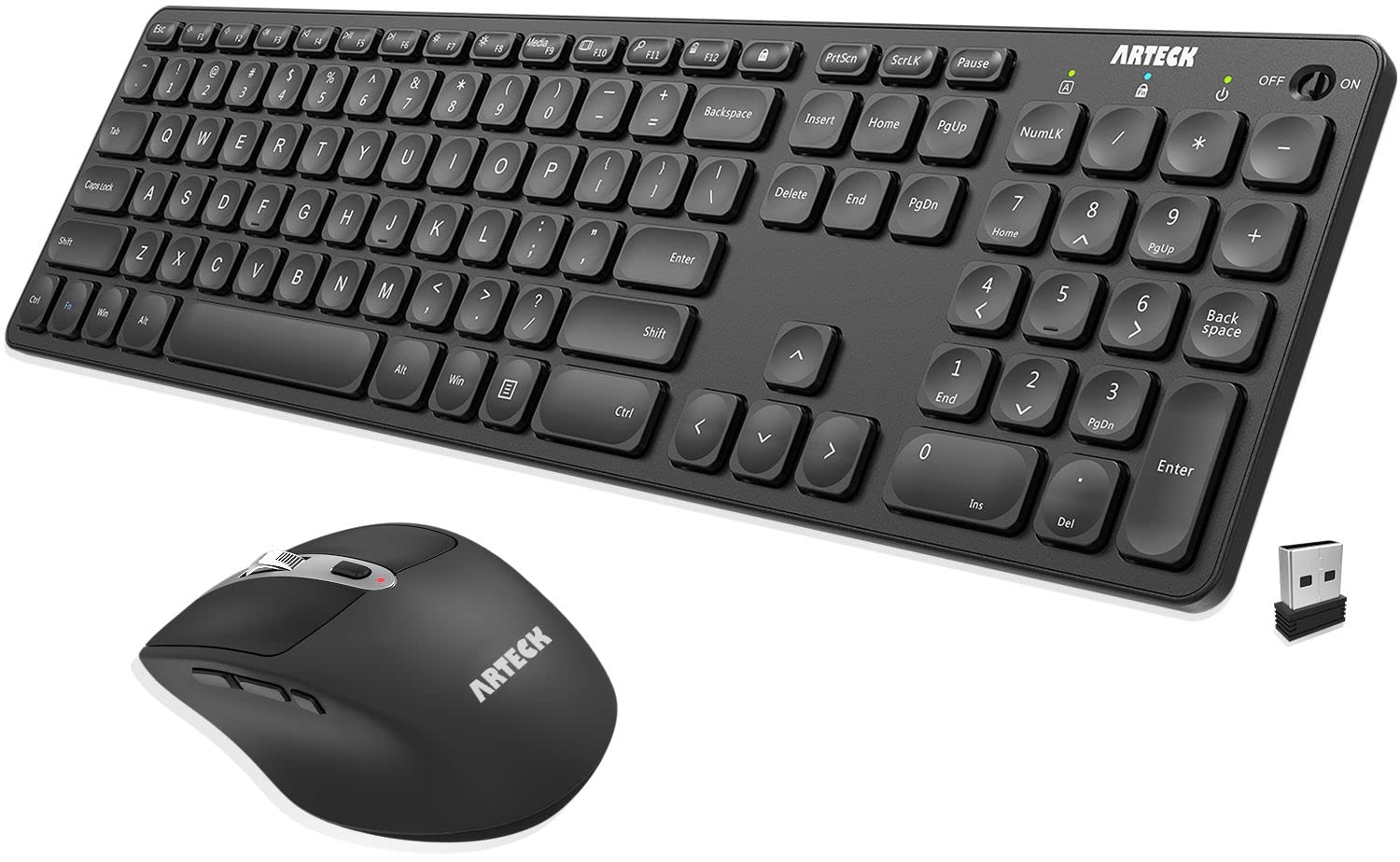 Arteck 2.4G Wireless Keyboard and Mouse Combo Ultra Slim Full Size ...