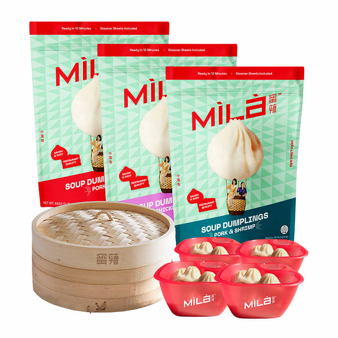 Mila Starter Pack Xiao Long Bao Soup Dumplings with Steamer and Bowls ...