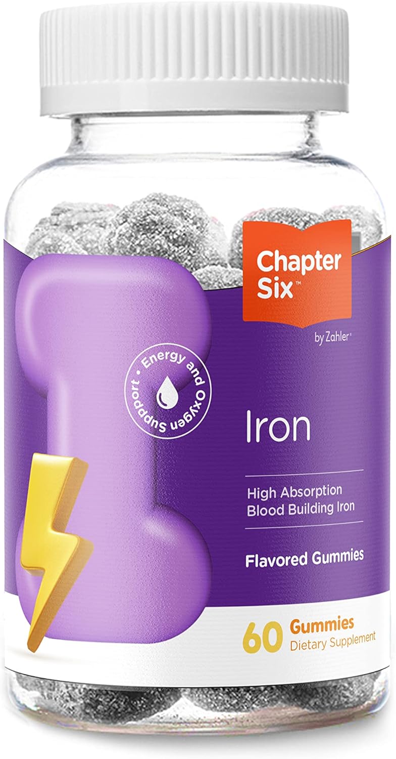 60-Count Chapter Six Iron Gummies Dietary Supplement (Grape flavored, 10mg)