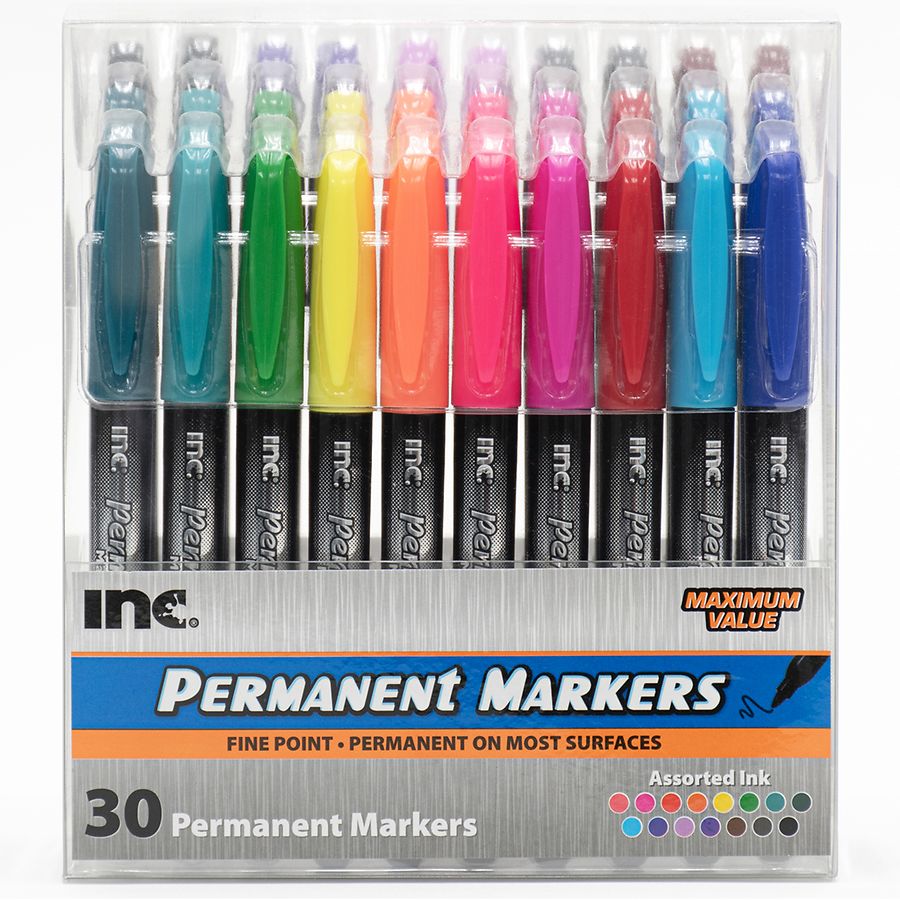 Select Locations: 30-ct Inc. Fine Point Permanent Markers (Asst. Colors)
