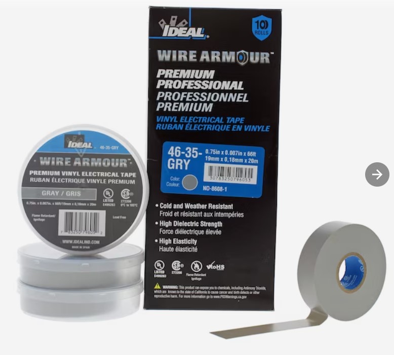 IDEAL Wire Armour 0.75-in x 66-ft Vinyl Electrical Tape Gray (10-Pack ...