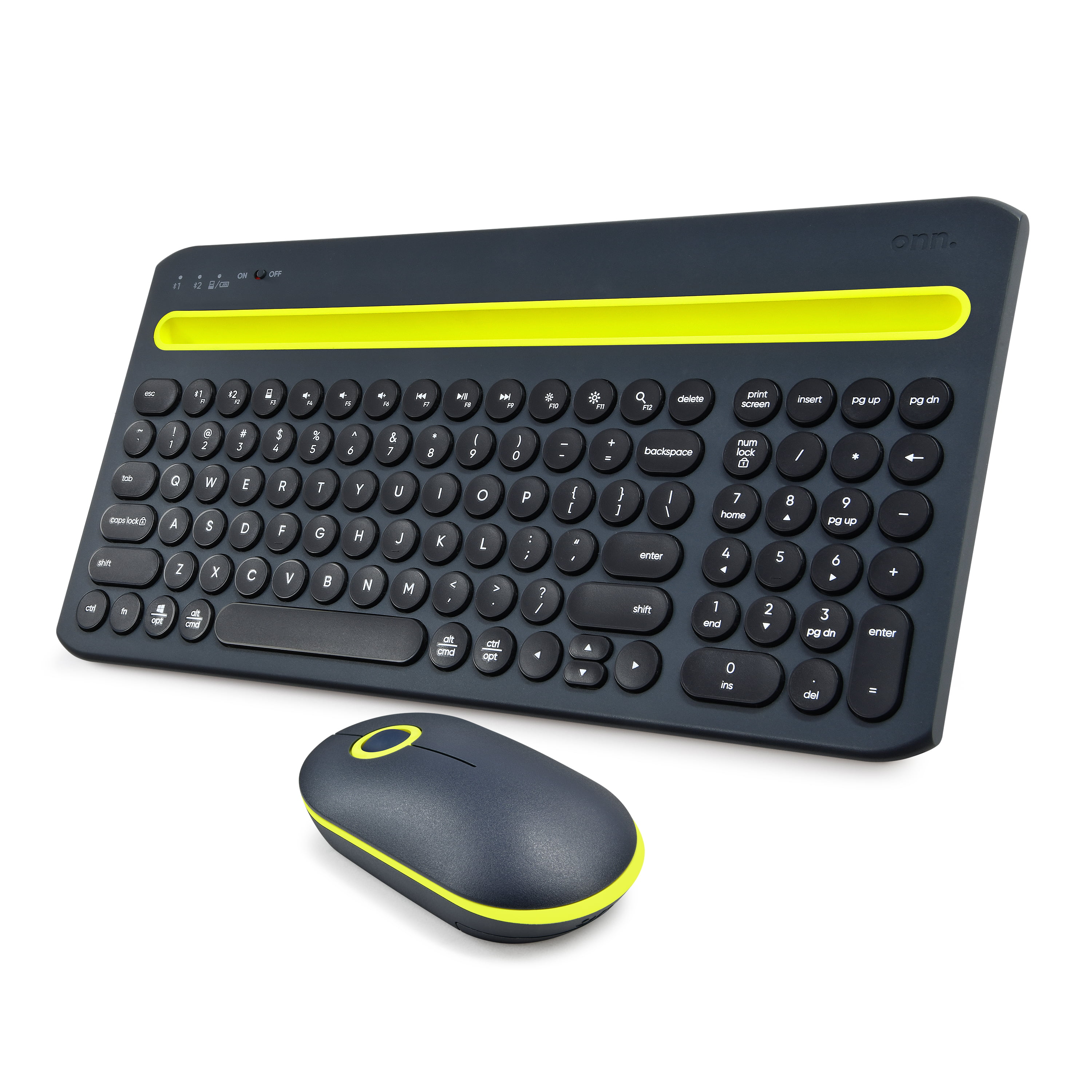 onn. Multi-Device Wireless Full Size Keyboard and 3-Button Mouse Set ...