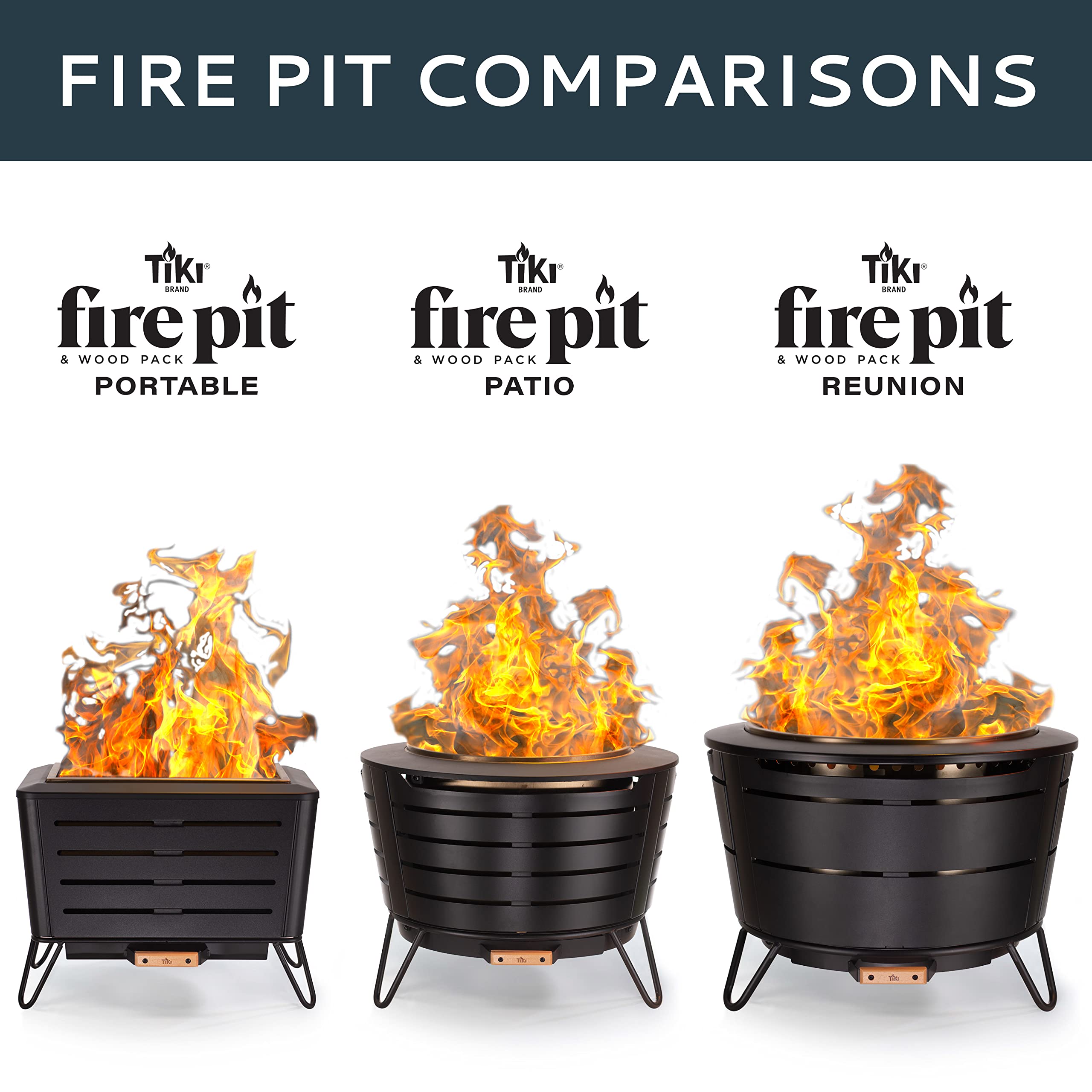 27.5" TIKI Brand Reunion Large Wood Burning Smokeless Fire Pit (Black ...